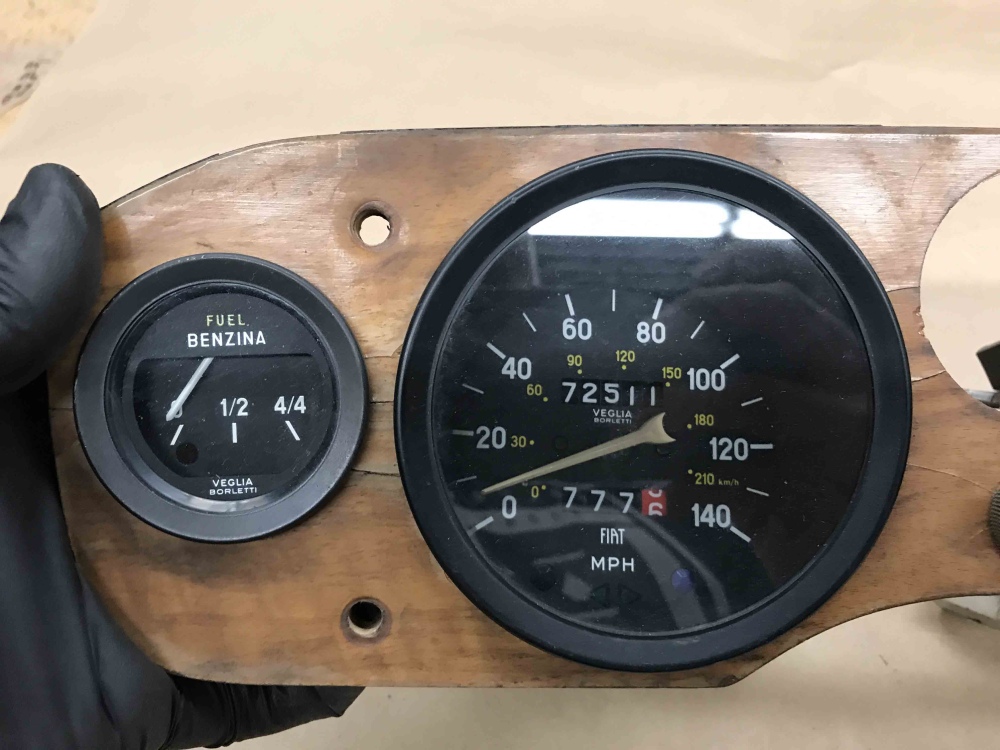 VEGLIA BORLETTI FIAT Spider Speedometer Tachometer MPH RPM Water Fuel ...