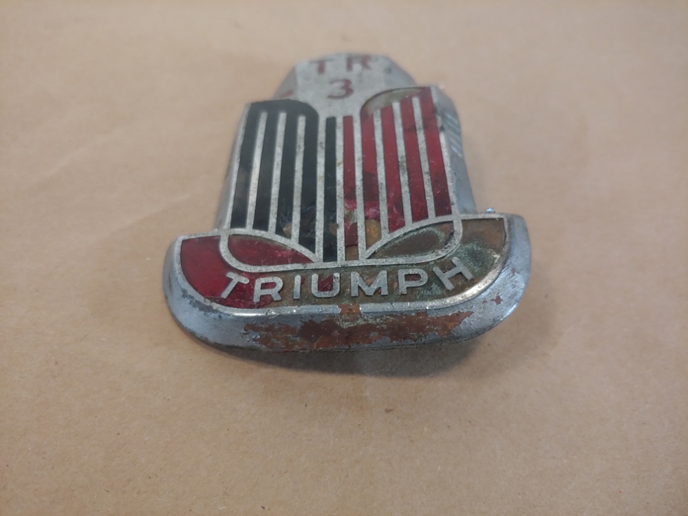 Triumph TR3 Red Black and Chrome Shield Badge Medallion Enamel Emblem ...