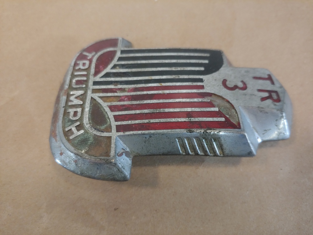 Triumph TR3 Red Black and Chrome Shield Badge Medallion Enamel Emblem ...